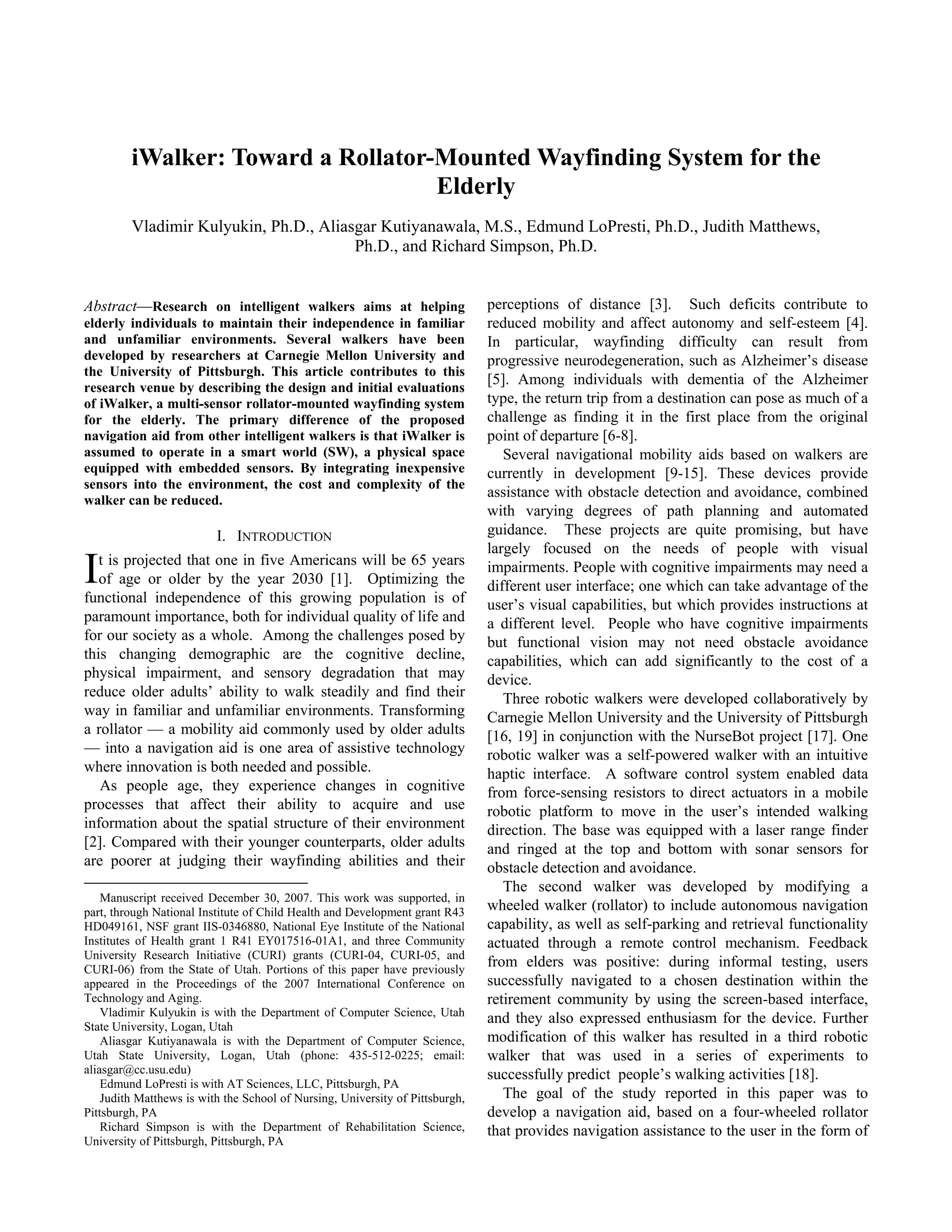 iWalker: Toward a Rollator-Mounted Wayfinding System for the Elderly | PDF