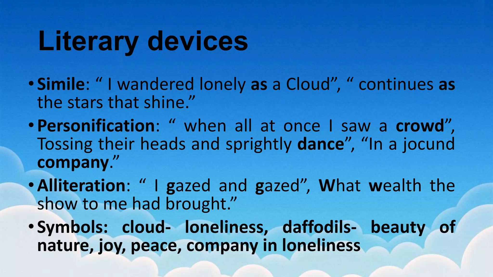 I Wandered lonely as a Cloud.pptx | Poetry | Books and Literature