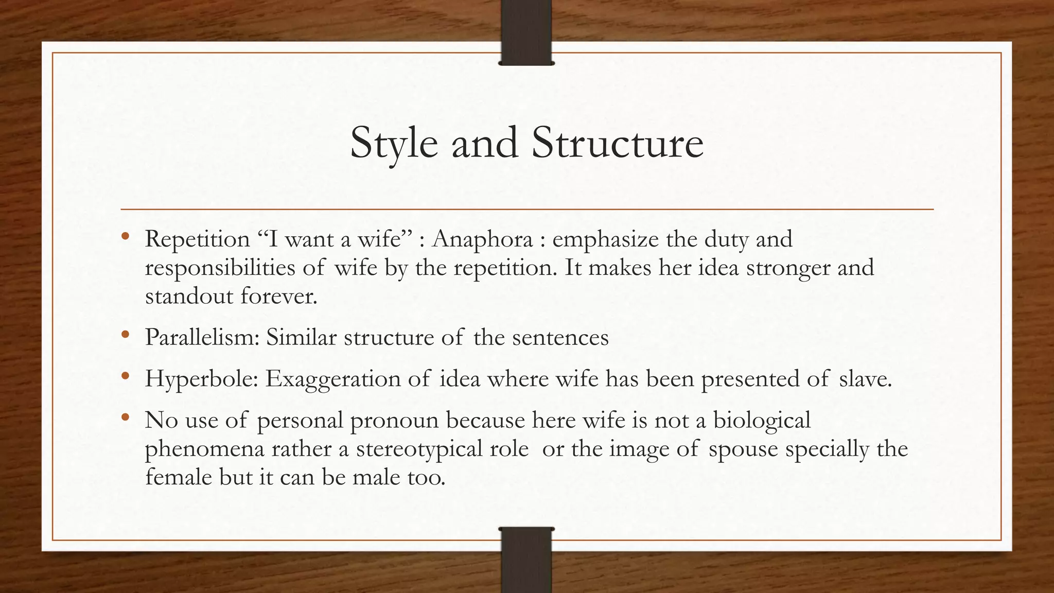 I want a wife, Judy Brady , BBS English | PPTX