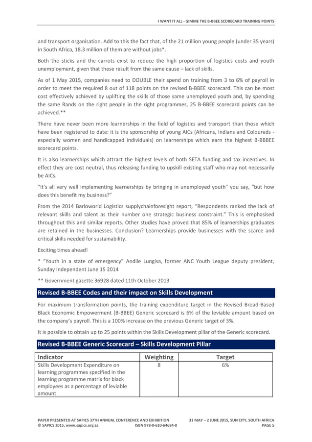 B-BBEE scorecard training points | PDF