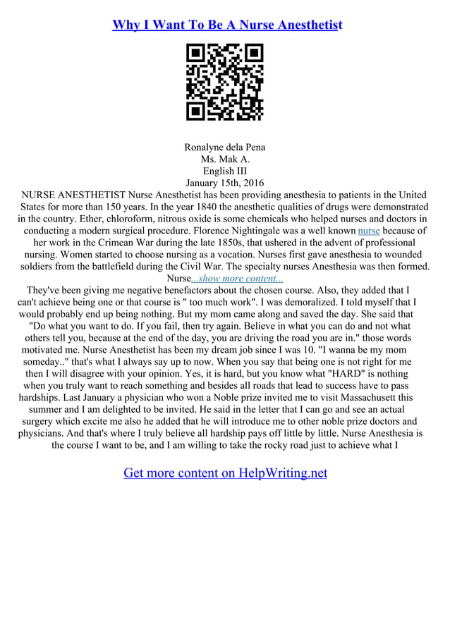 I Want To Be A Nurse Essay | PDF | Surgery | Medical Health