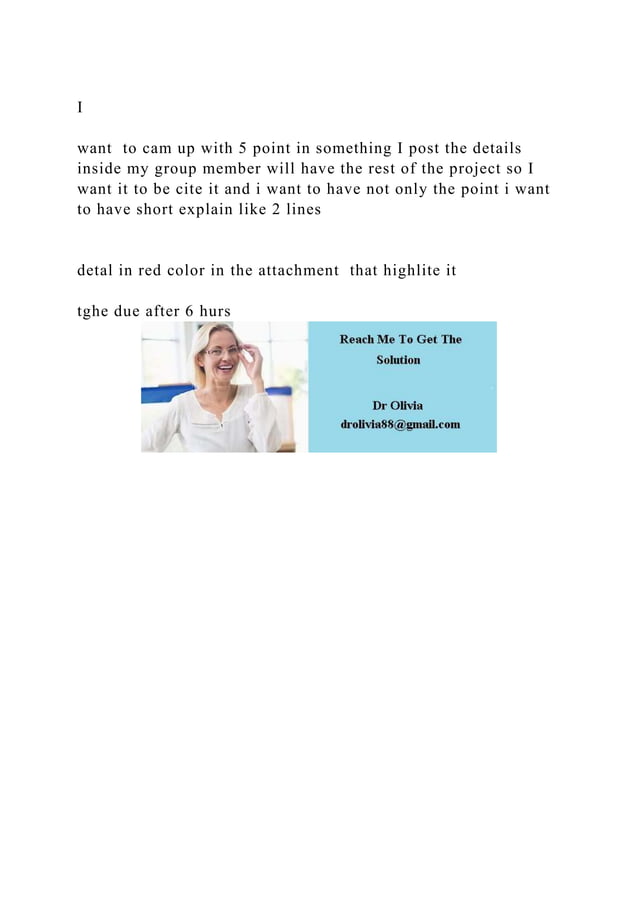 Iwant to cam up with 5 point in something I post the details in.docx