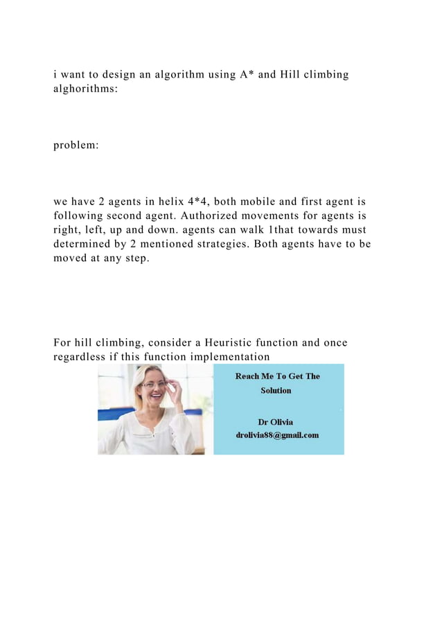 i want to design an algorithm using A and Hill climbing alghorithms.docx