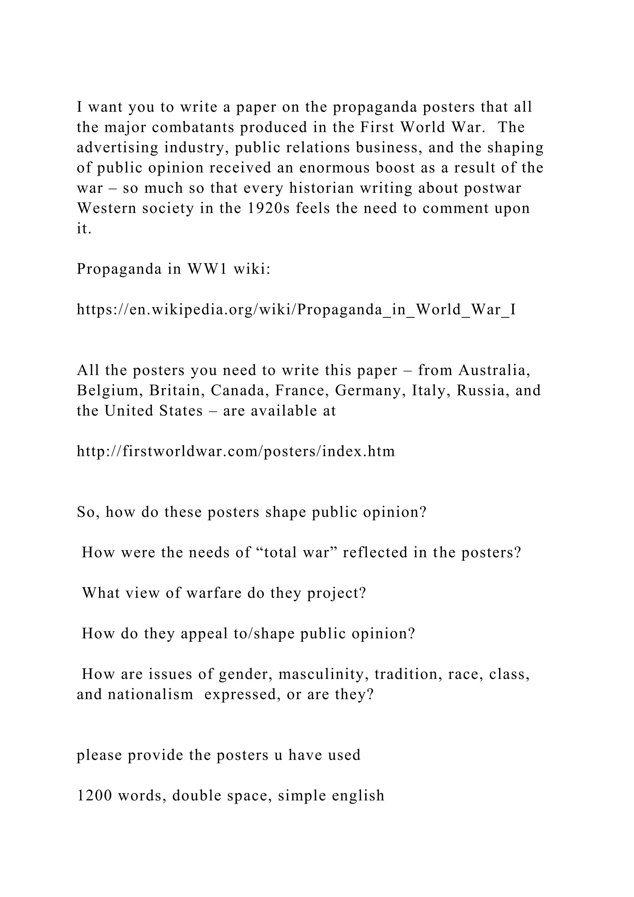 I want you to write a paper on the propaganda posters that all the m | PDF