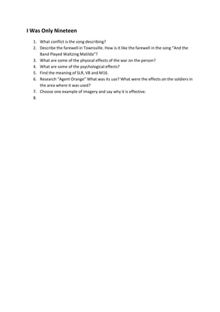 I was only nineteen | DOCX | Death, Injury, or Military Conflict ...