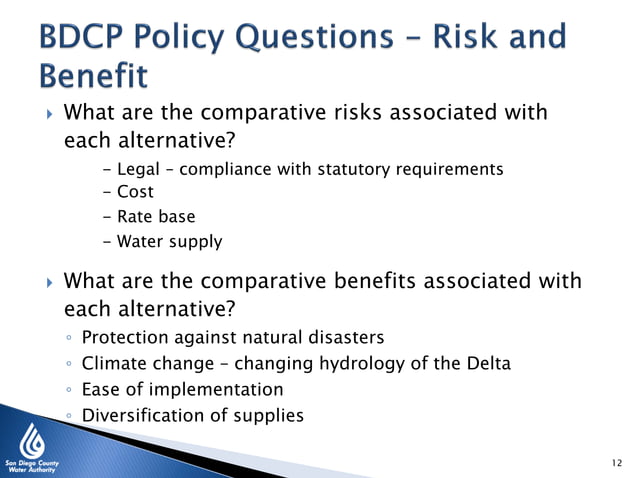 BDCP: Water Authority Board Review Process July 25, 2013 | PDF