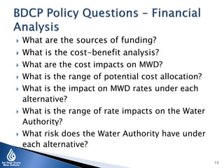 BDCP: Water Authority Board Review Process July 25, 2013 | PDF