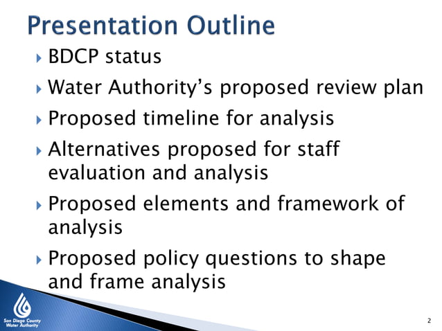 BDCP: Water Authority Board Review Process July 25, 2013 | PPT