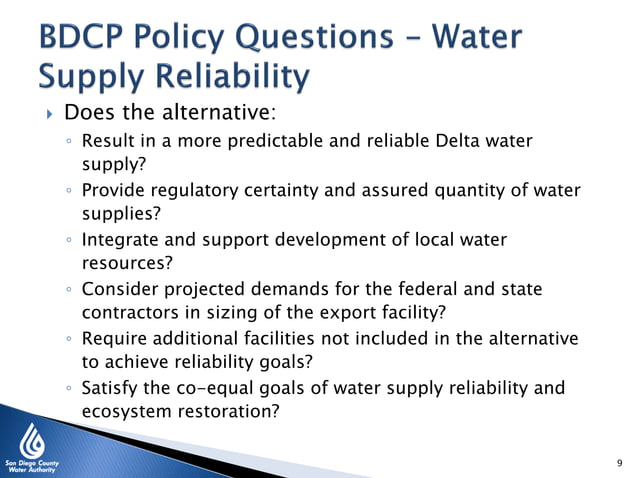 BDCP: Water Authority Board Review Process July 25, 2013 | PDF