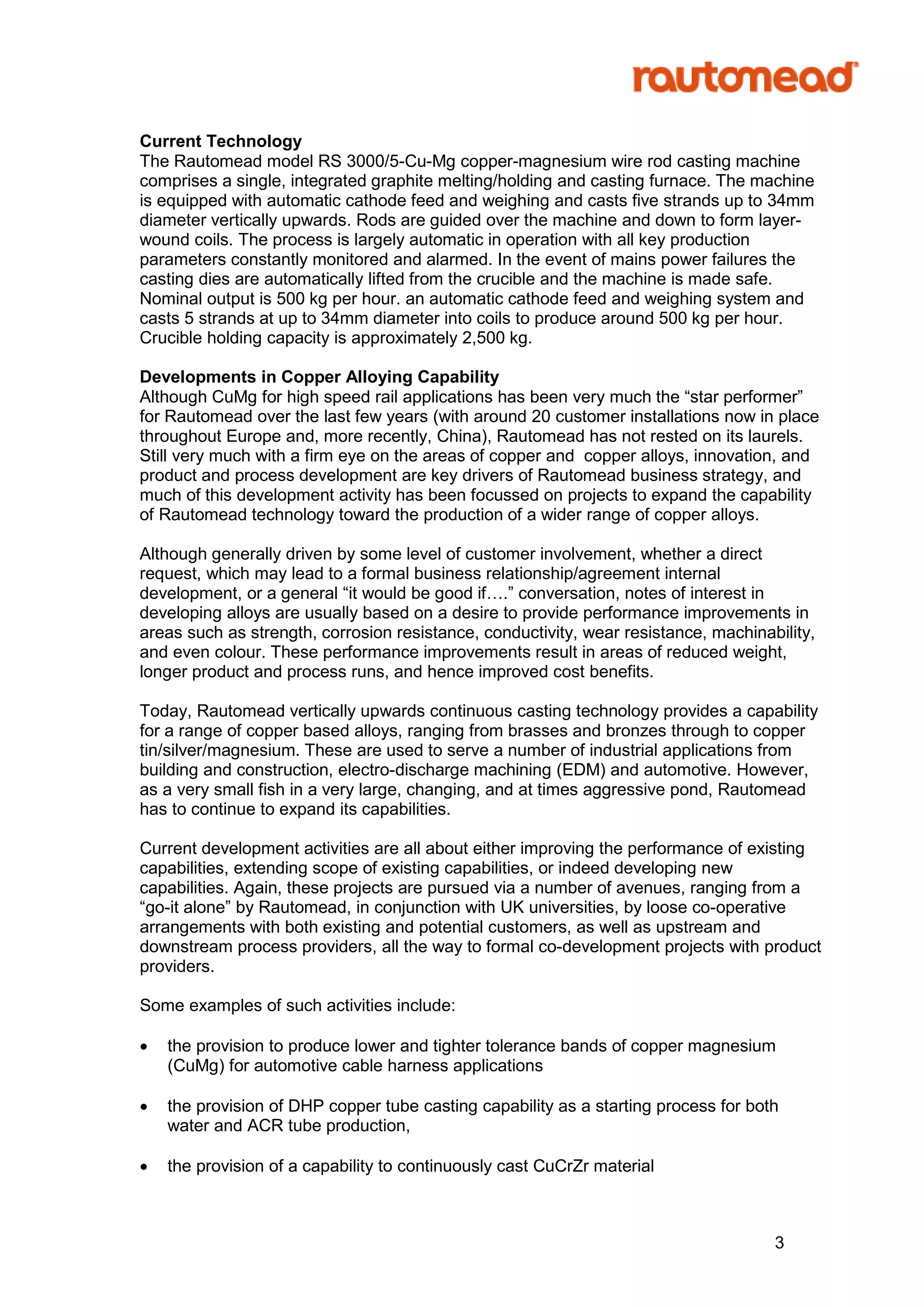 RAUTOMEAD TECHNOLOGY FOR UPWARDS CONTINUOUS CASTING OF COPPER ALLOYS | PDF