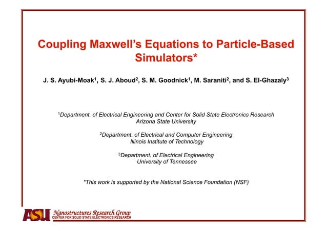 Coupling Maxwell\'s Equations to Particle-Based Simulators | PPT