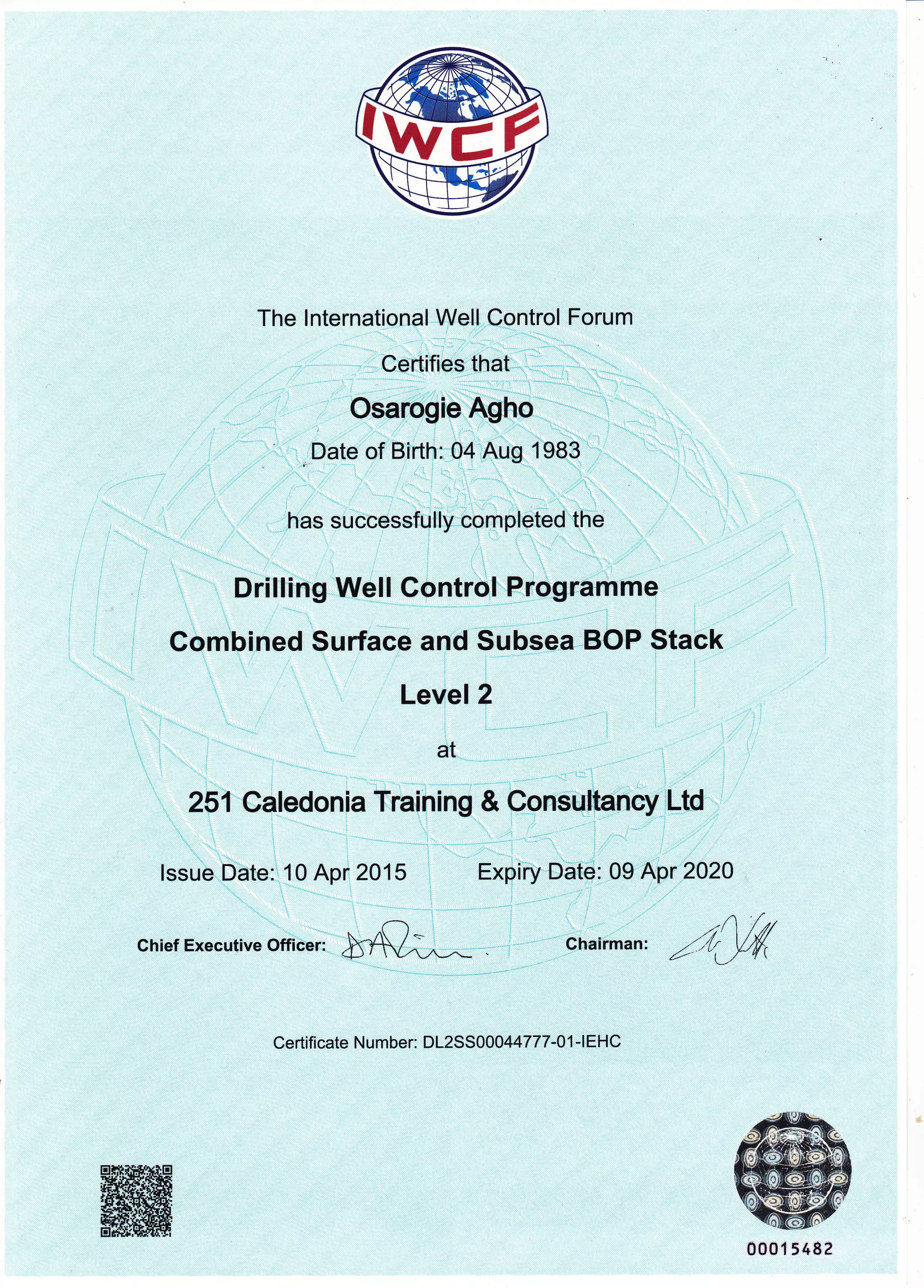 Iwcf cert osarogie agho dwc | PDF