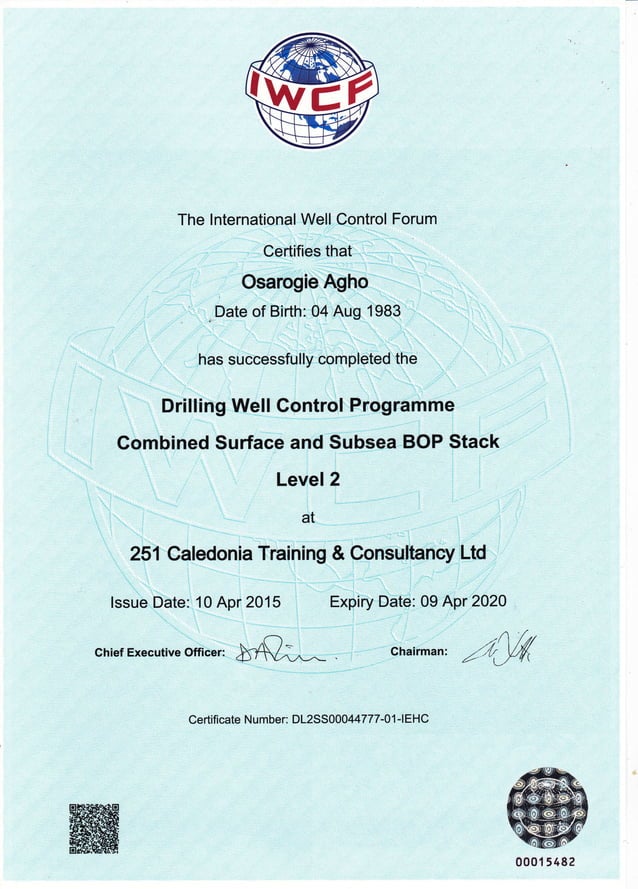 Iwcf cert osarogie agho dwc | PDF