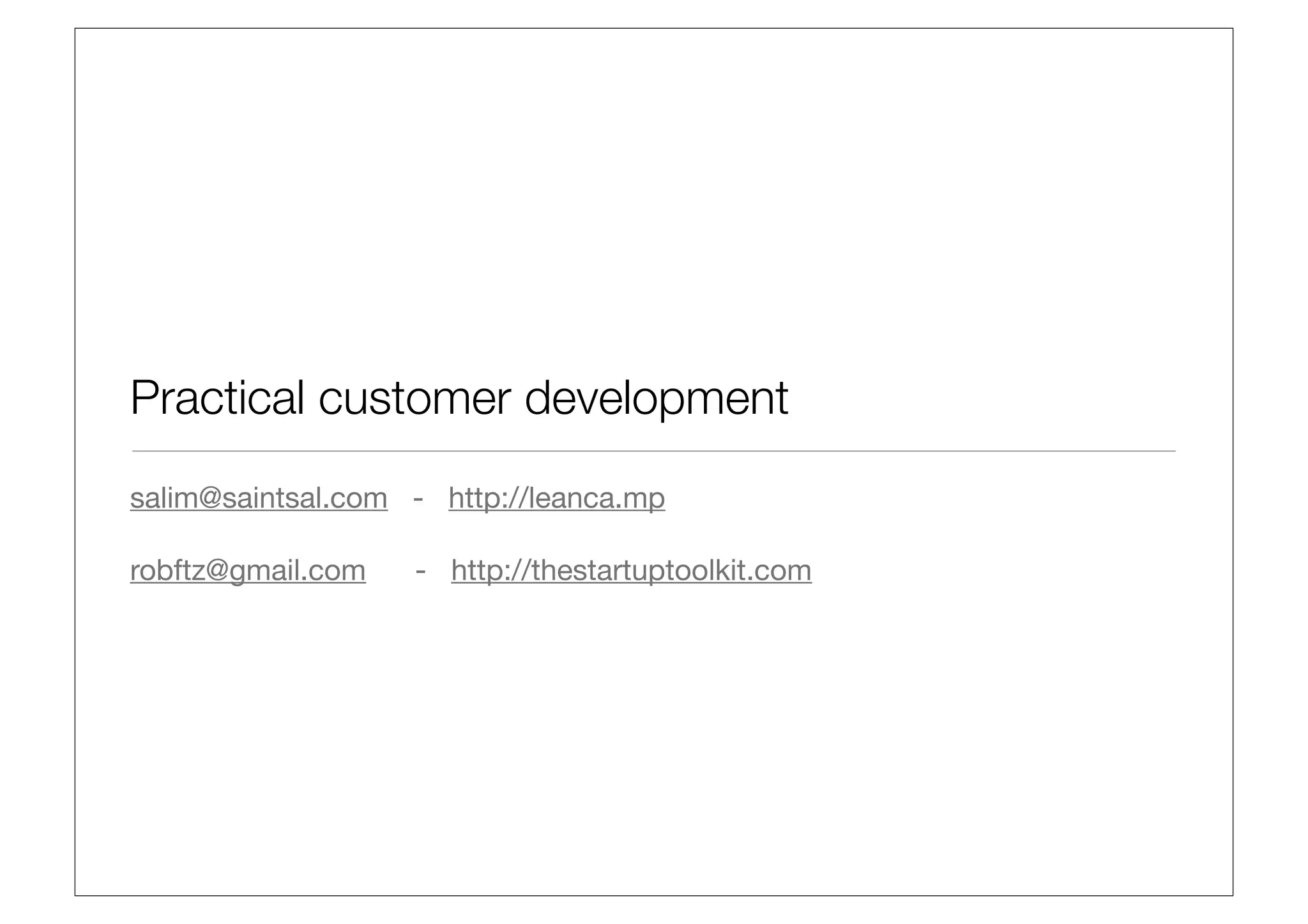 The Startup Toolkit / Leancamp guide to Lean customer development | PDF ...