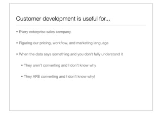 The Startup Toolkit / Leancamp guide to Lean customer development | PPT