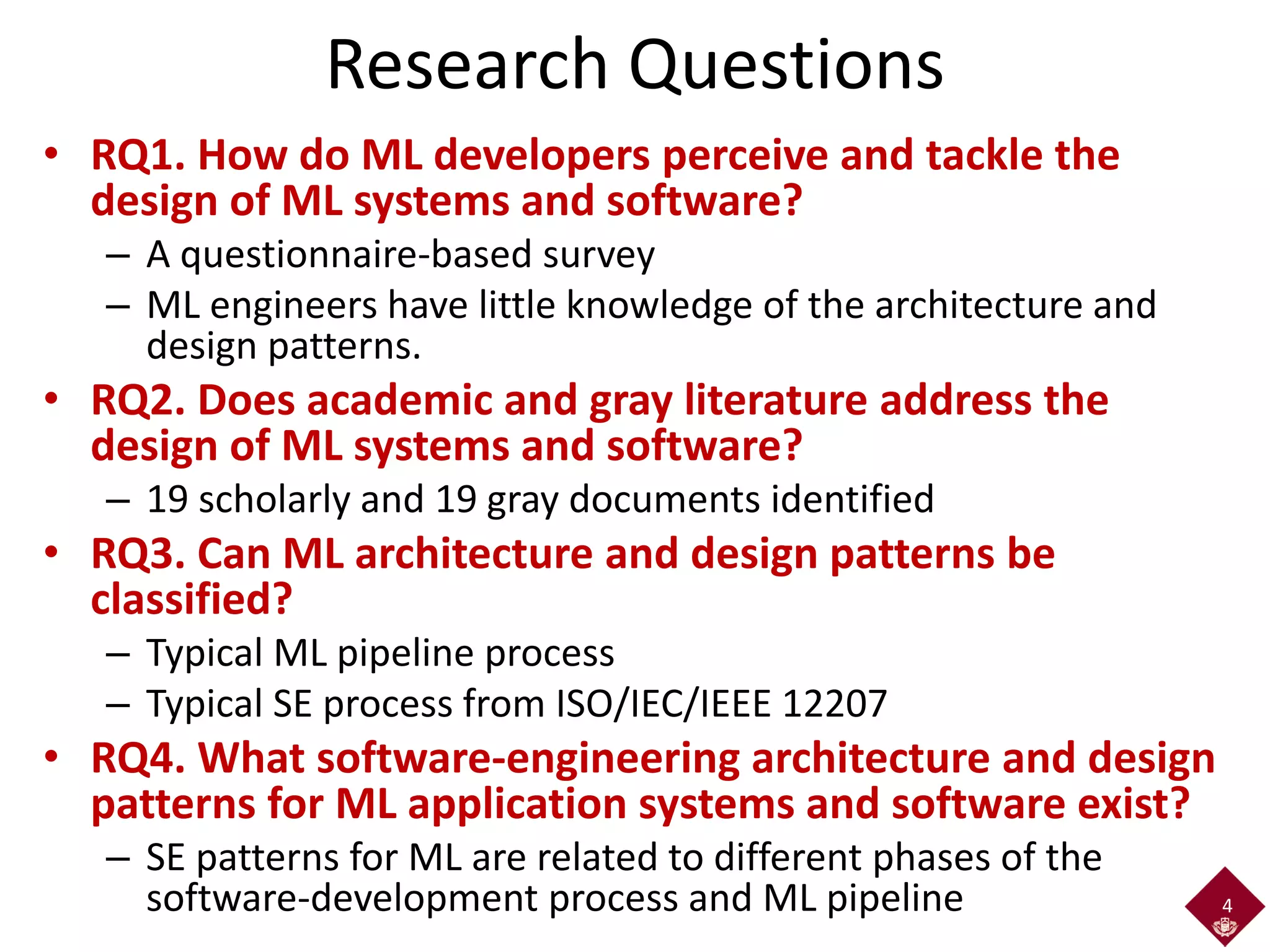 Studying Software Engineering Patterns for Designing Machine Learning ...