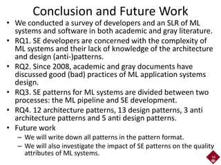 Studying Software Engineering Patterns for Designing Machine Learning ...