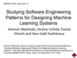 Studying Software Engineering Patterns for Designing Machine Learning ...