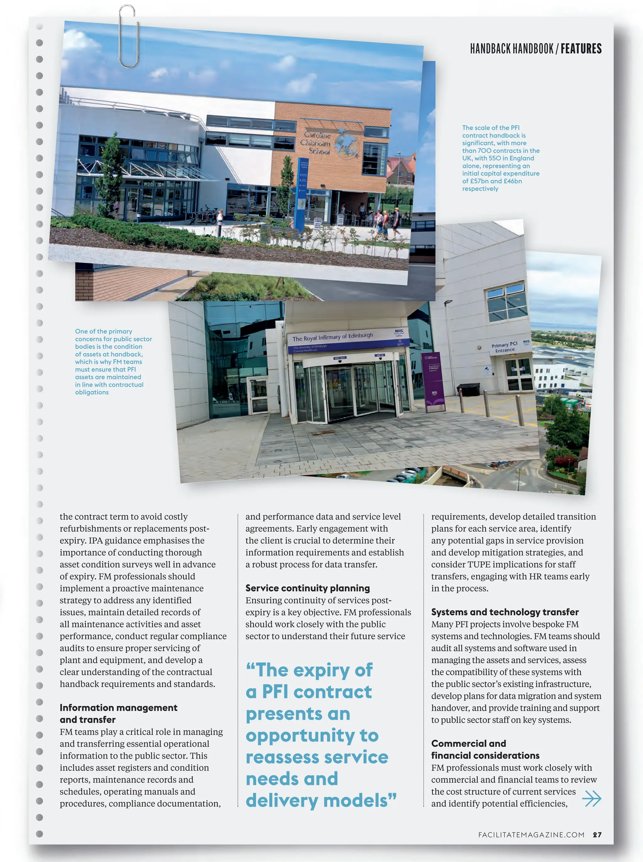 IWFM PFI Handback Handbook setting out issues to consider | PDF