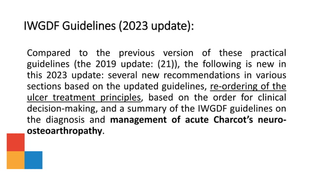 IWGDF PRACTICAL GUIDELINES 2019 + 2023 update.pptx | Foot Health ...