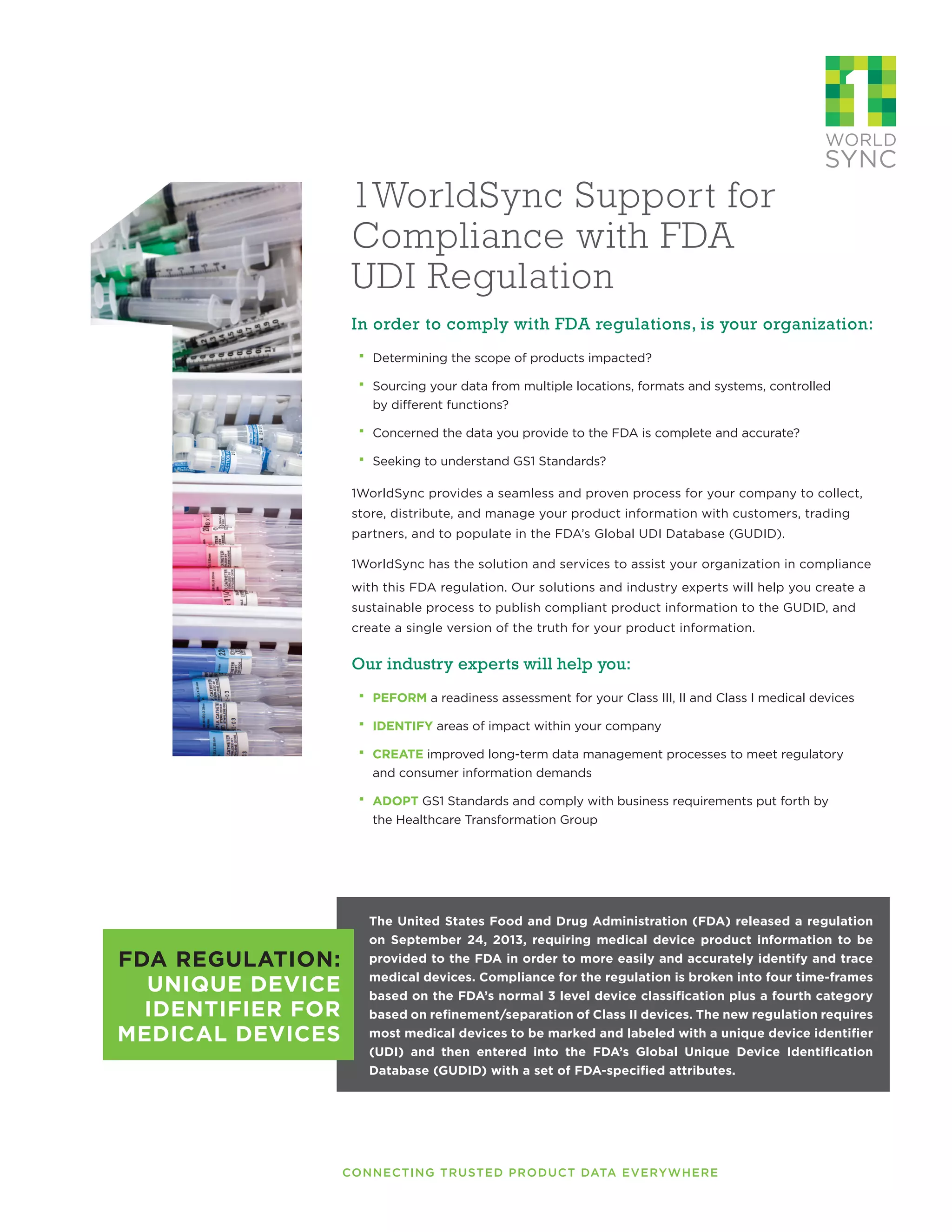 1 WorldSync Support for Compliance with FDA UDI Regulation | PDF | Pharmaceutical Industry ...