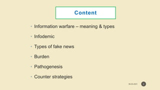 Developing counter strategy for Information warfare in Health Sector ...