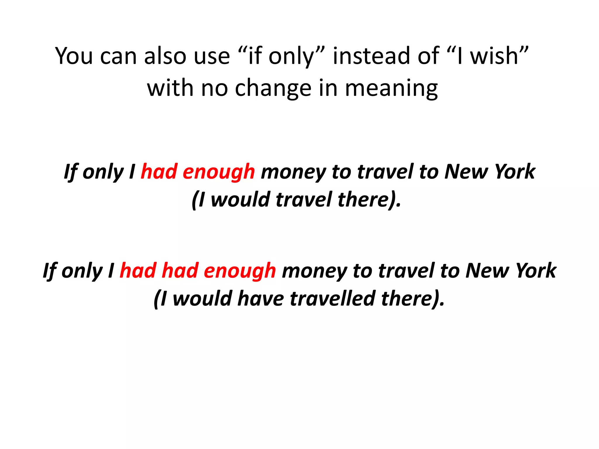 I wish + past simple/past perfect | PPTX