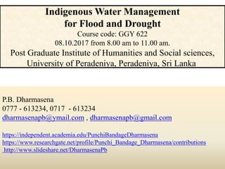 Indigenous water management for flood and drought | PPT