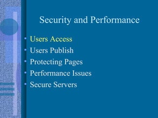 IWMW 1997: Security and Performance Issues | PPT