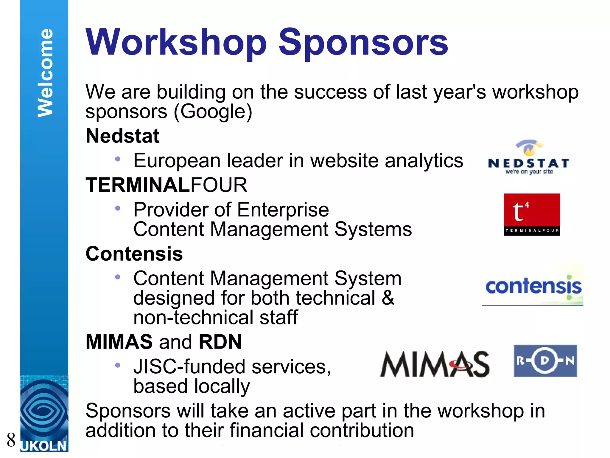 IWMW 2005: Welcome | PPT