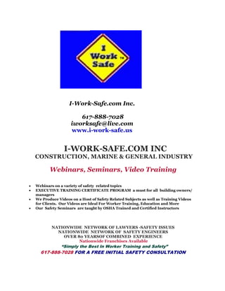 I Work Safe 2012 Brochure | PDF | Construction Industry | Industries