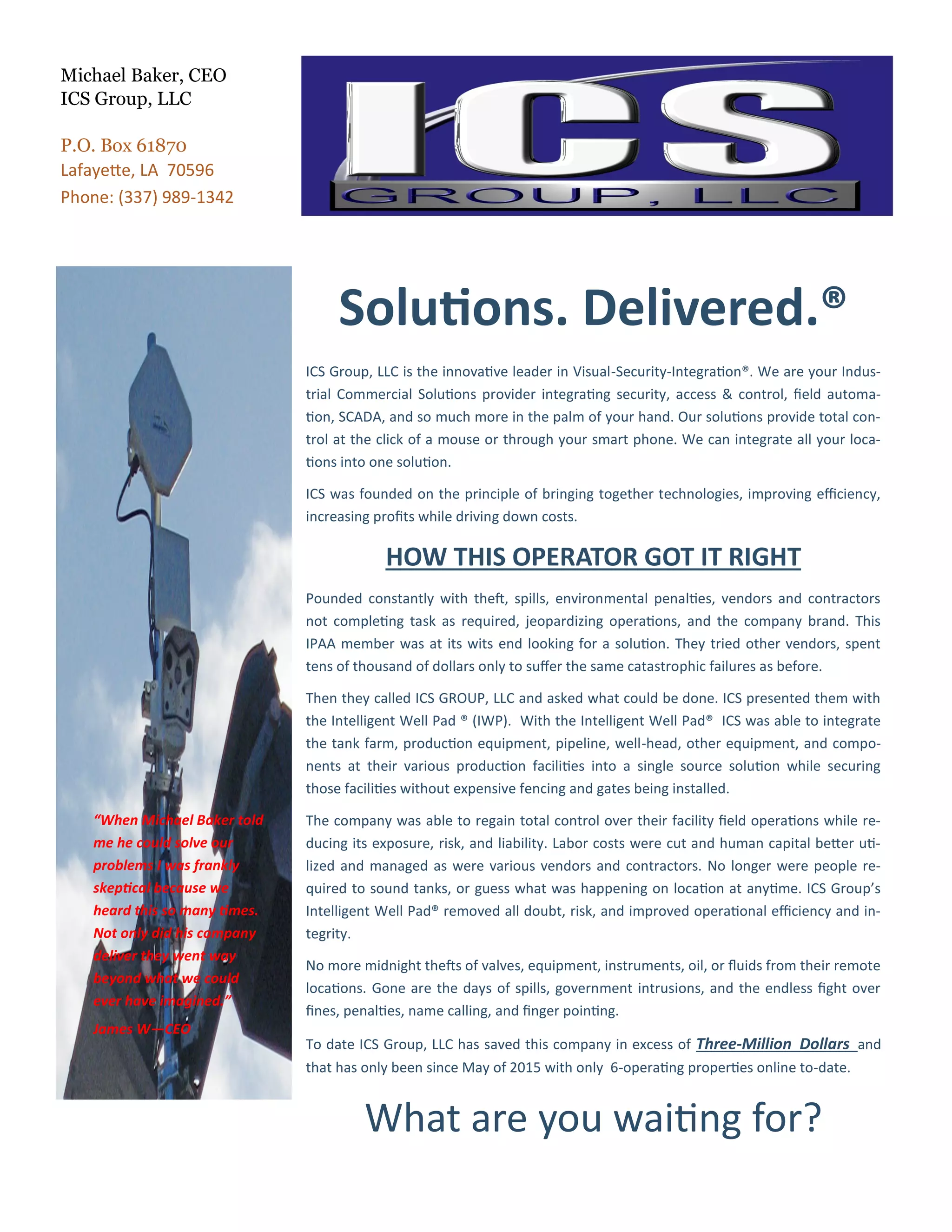 ICS Group saves Operator 3-million | PDF ICS Group saves Operator 3-million | PDF