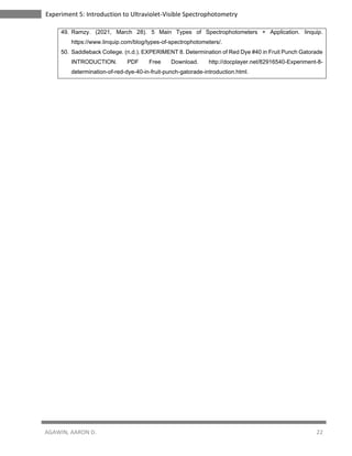 Experiment 5: Introduction to Ultraviolet-Visible Spectrophotometry | PDF