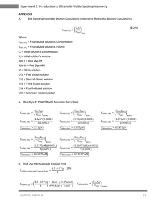 Experiment 5: Introduction to Ultraviolet-Visible Spectrophotometry | PDF