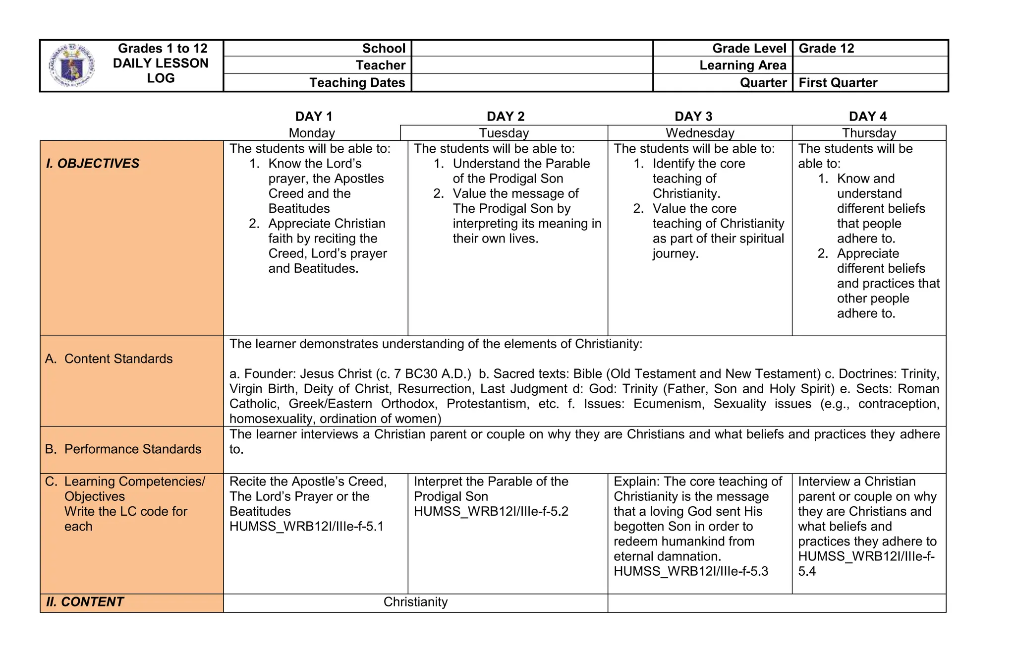 Iwrbs-Week-6-first-grading.daily lesson log | DOCX