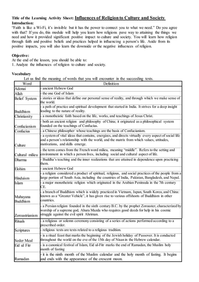 IWRBS 3-Module-3-Influences-Of-Religion-To-Culture-And-Society.docx ...