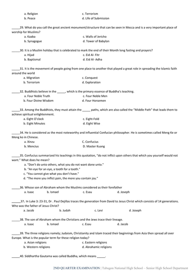 IWRBS1st quarter EXAM.docx.............. | DOCX | Christianity | Religion & Spirituality