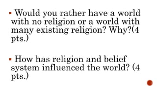 Introduction to World Religion and Belief System QUIZ | PPTX
