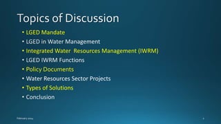 Integrated Water Resources Management in Bangladesh: LGED Context | PPTX