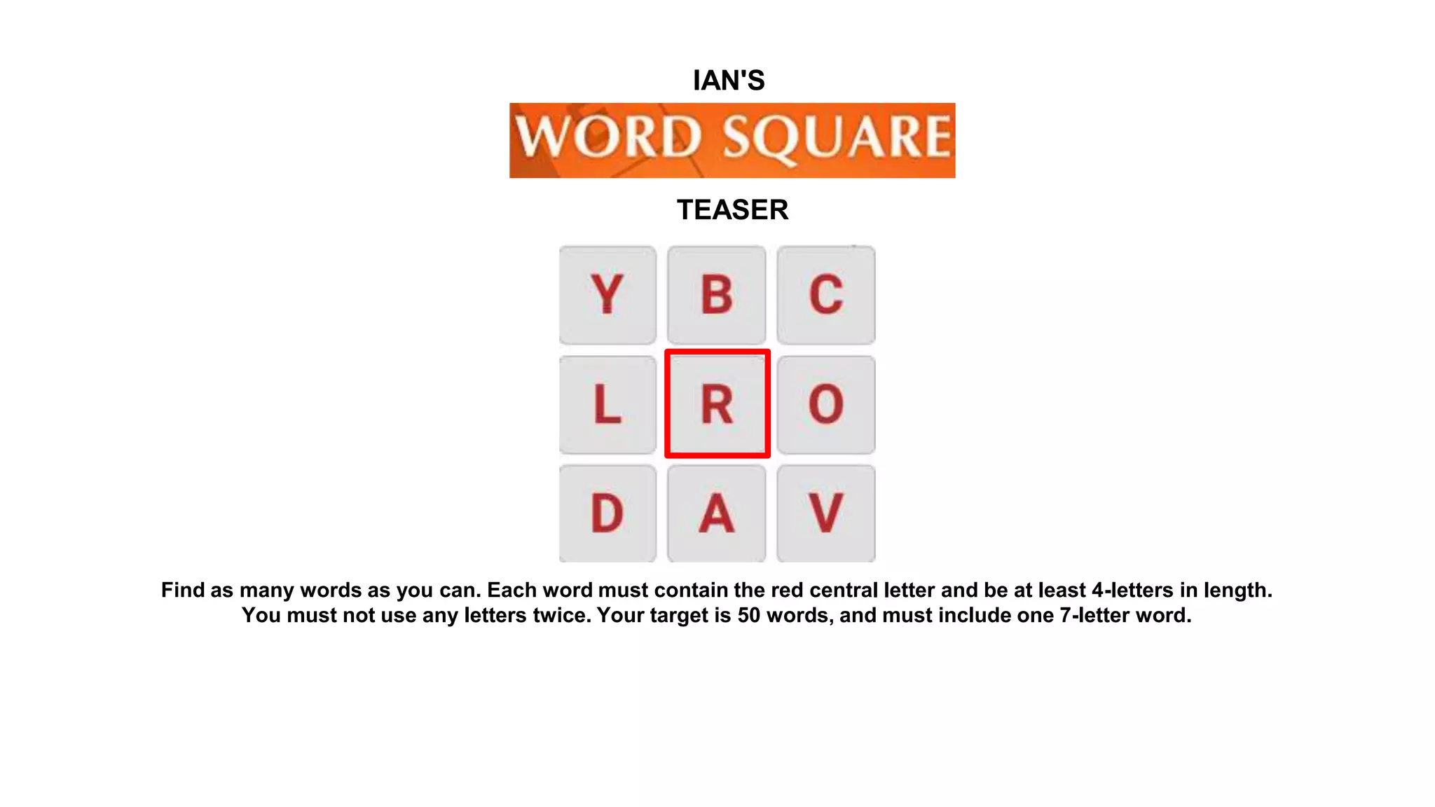 Ian's Word Square | PPTX