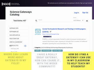 SGCI Catalog Presentation at IWSG2018 | PDF