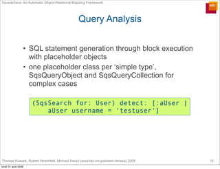 SqueakSave An Automatic Object-Relational Mapping Framework | PPT