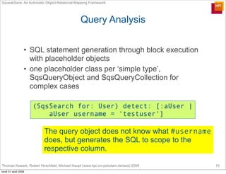 SqueakSave An Automatic Object-Relational Mapping Framework | PPT