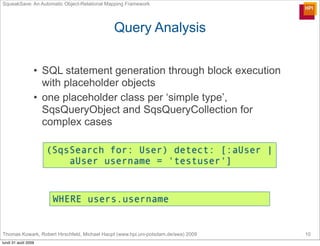 SqueakSave An Automatic Object-Relational Mapping Framework | PPT