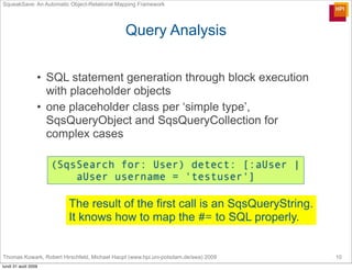SqueakSave An Automatic Object-Relational Mapping Framework | PPT
