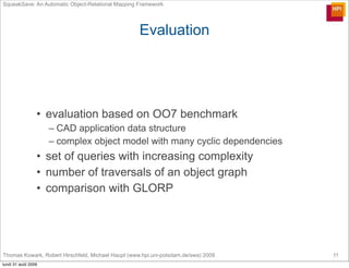 SqueakSave An Automatic Object-Relational Mapping Framework | PPT