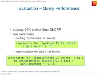 SqueakSave An Automatic Object-Relational Mapping Framework | PPT
