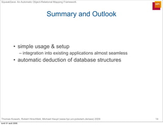 SqueakSave An Automatic Object-Relational Mapping Framework | PPT