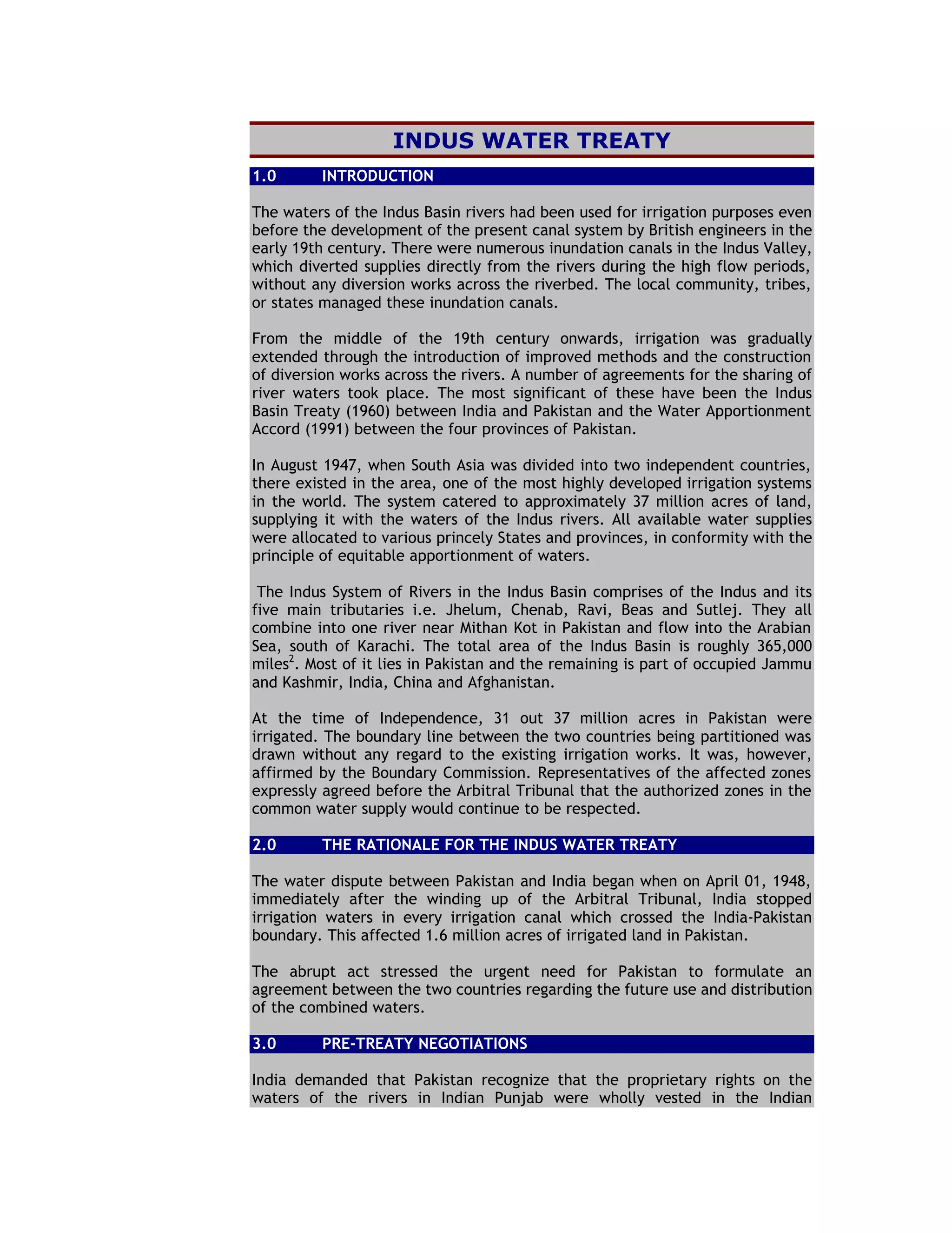 Indus Water Treaty | PDF