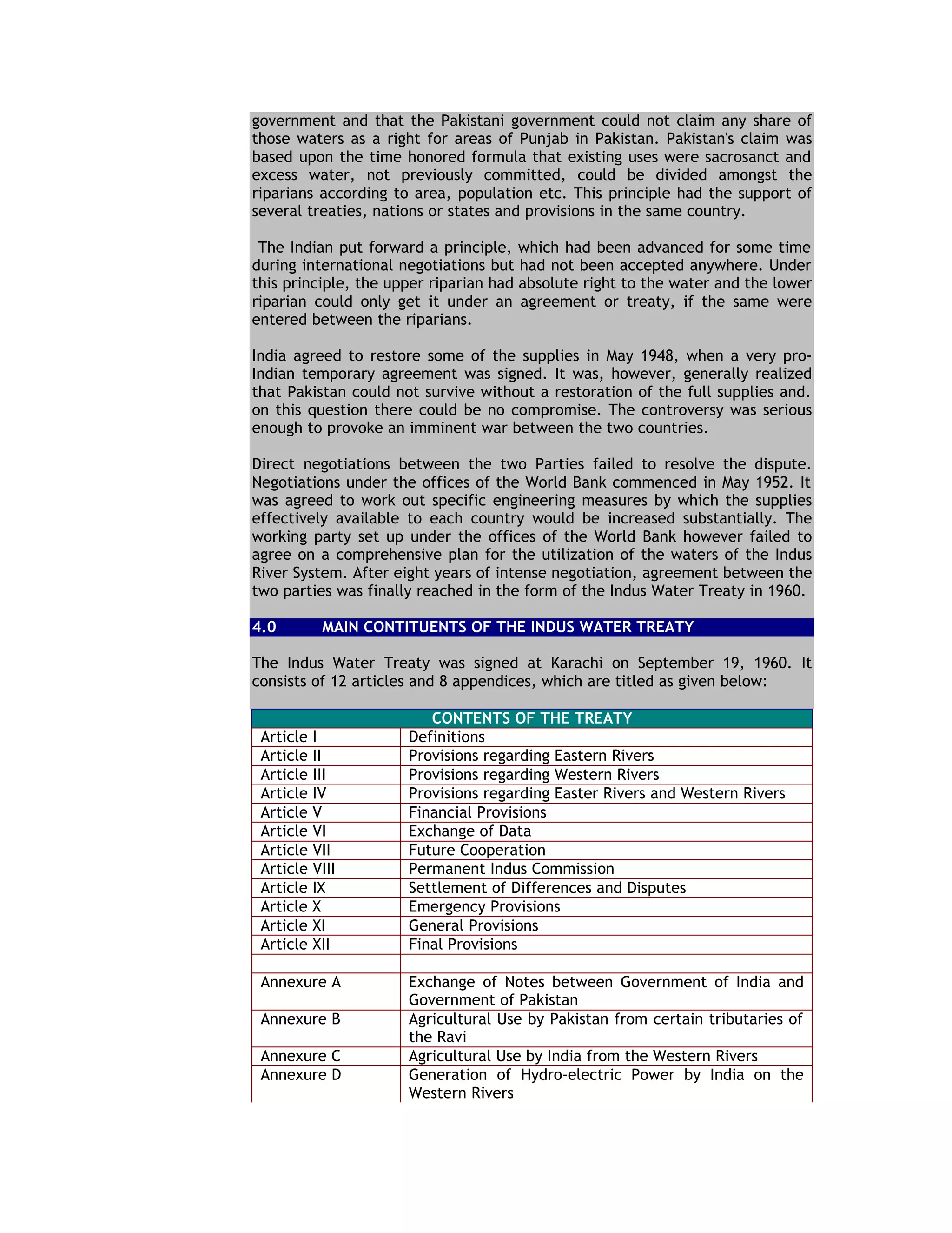 Indus Water Treaty | PDF